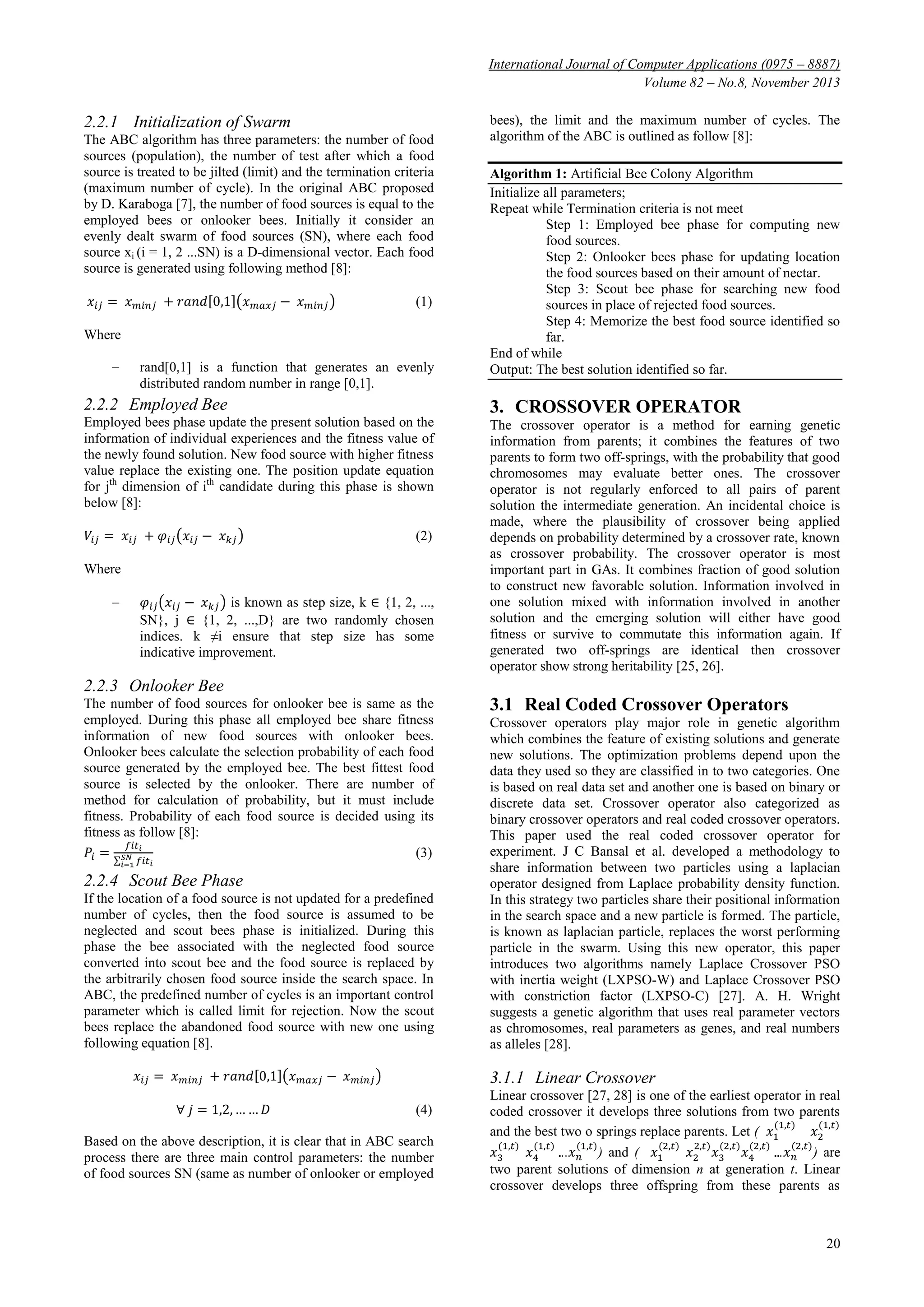 A novel hybrid crossover based abc algorithm | PDF
