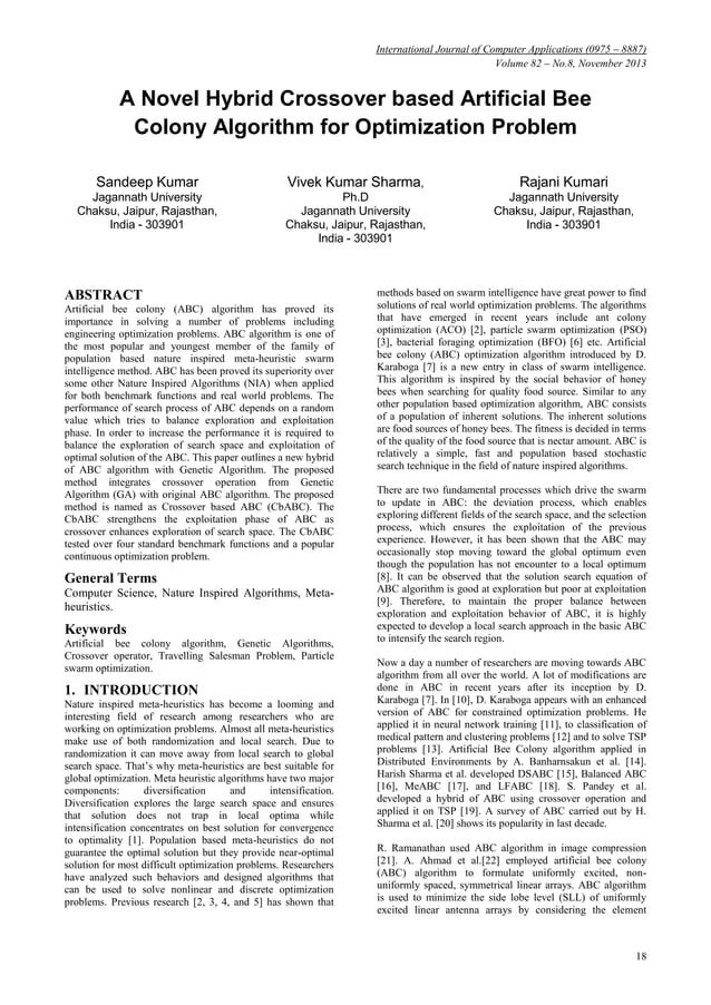 A novel hybrid crossover based abc algorithm | PDF