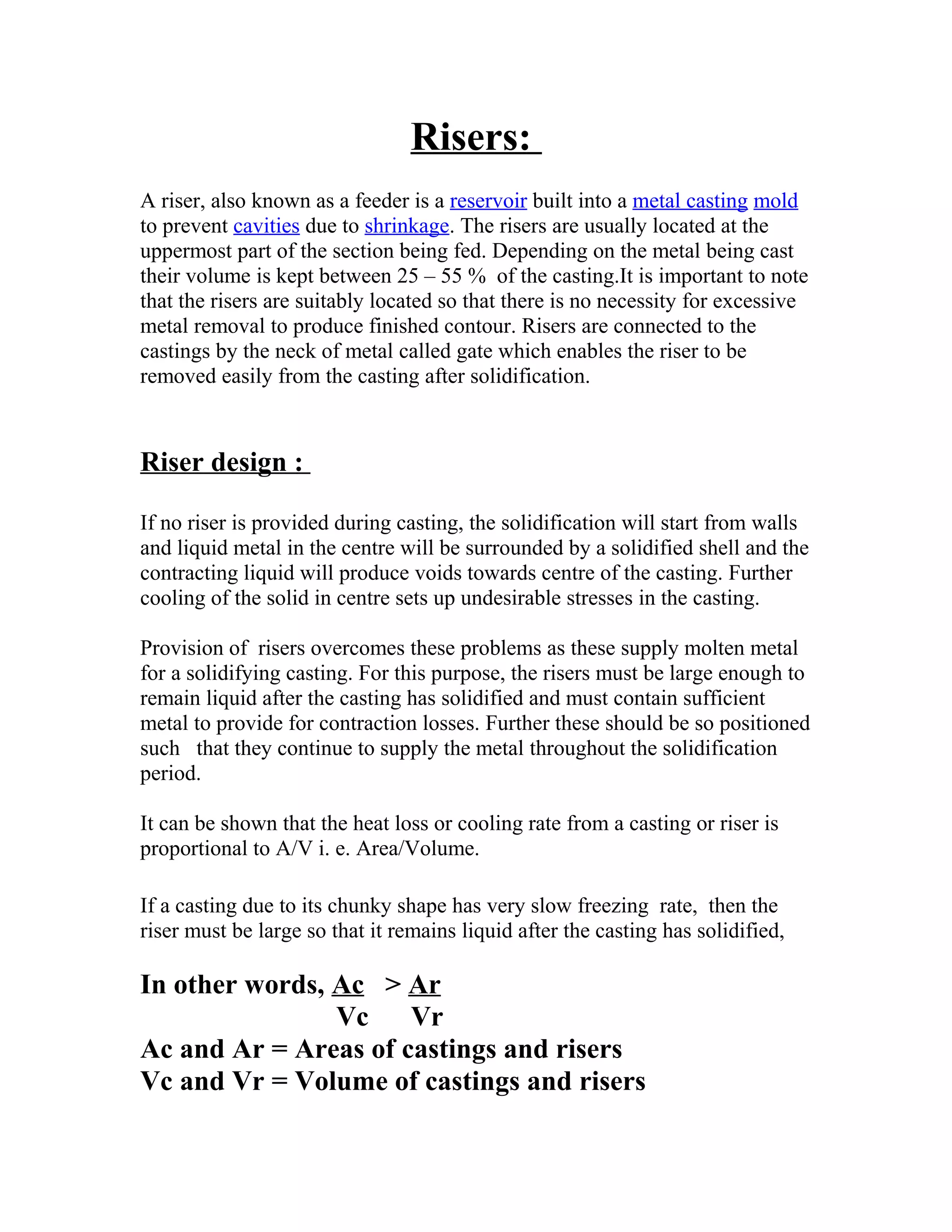 IIIE SECTION A MANUFACTURING TECHNOLOGY NOTES 9.design for gating and ...