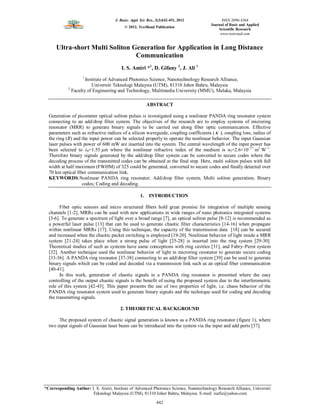 Ultra-short Multi Soliton Generation for Application in Long Distance Communication | PDF