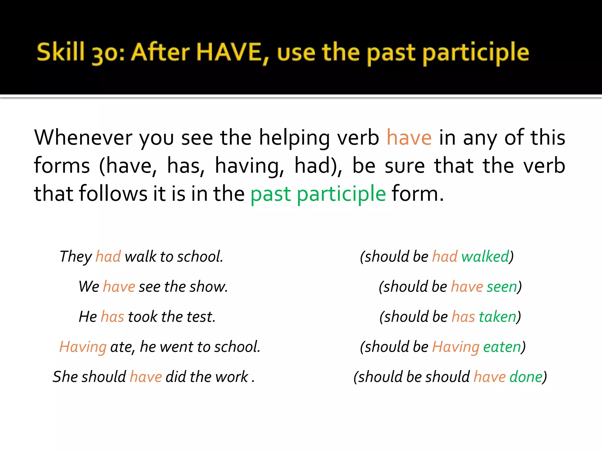 Problems with the form of the verb | PPTX