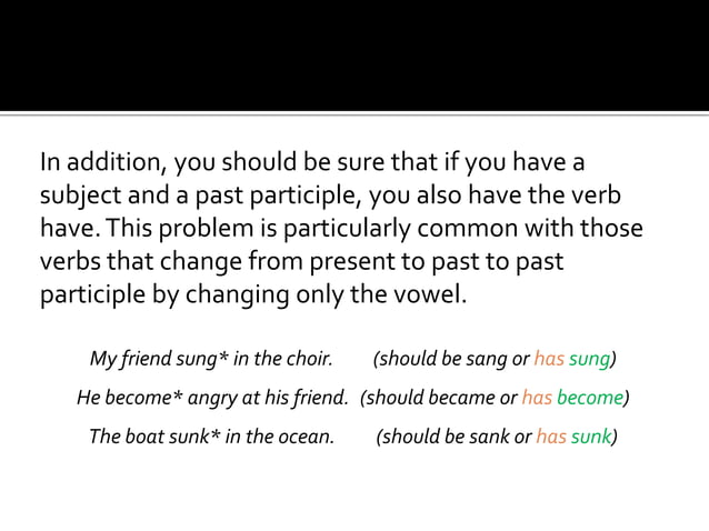 Problems with the form of the verb | PPT