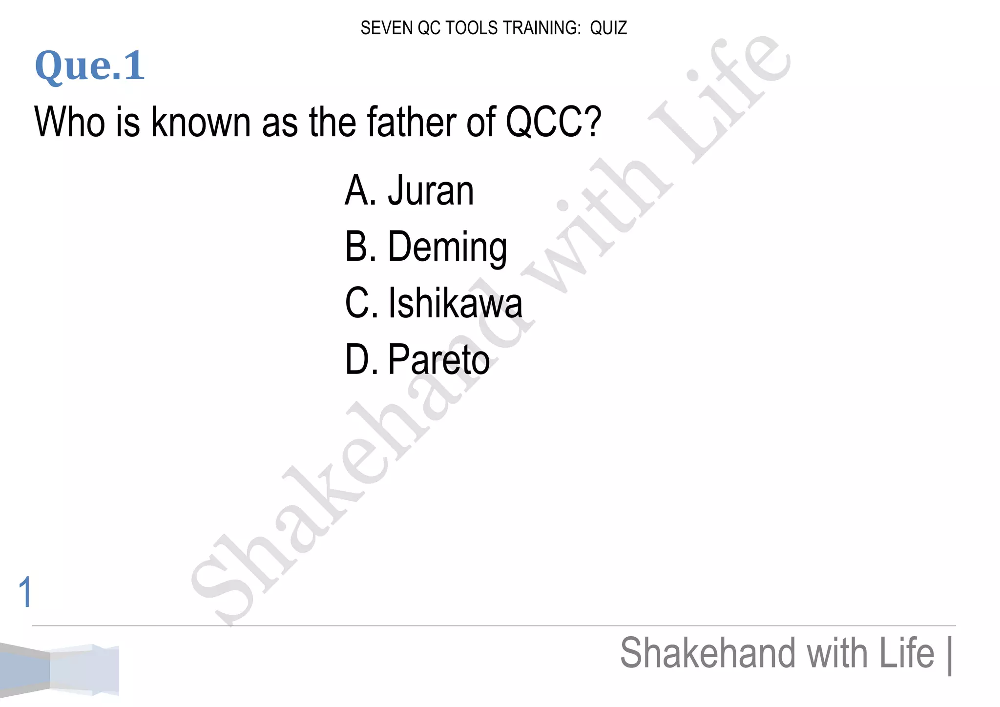 Seven QC Tools Training; Quiz | PDF