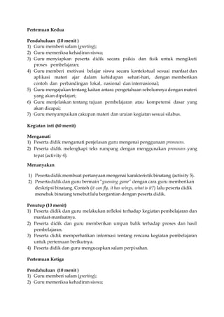 RPP my favourite animals - Kurikulum 2013 Bahasa Inggris SMP/MTs | DOCX
