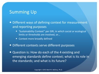 Standardizing Sustainability Context | PPTX