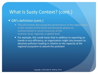 Standardizing Sustainability Context | PPT
