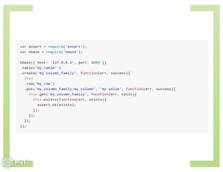 "Node.js и Hbase. Взаимодействие с большими объемами данных" | PDF