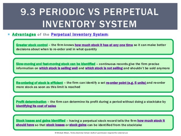 9.3 Periodic vs Perpetual inventory system
