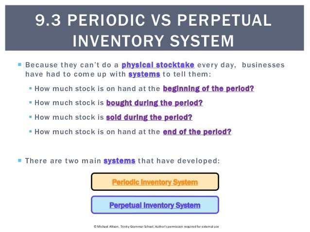 9.3 Periodic vs Perpetual inventory system