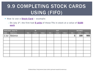 9.9 Completing Stock Cards using FIFO | PPTX