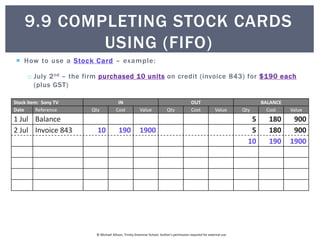 9.9 Completing Stock Cards using FIFO | PPTX