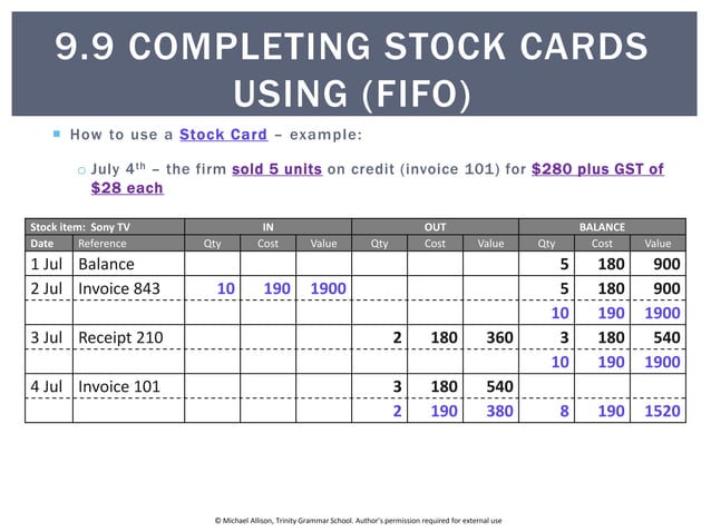 9.9 Completing Stock Cards using FIFO | PPTX | Stocks and Bonds ...