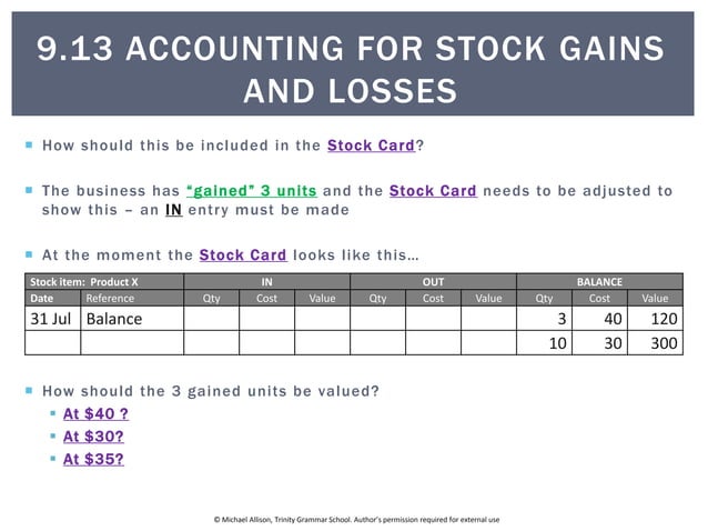 9.13 Accounting for stock gains and losses | PPTX