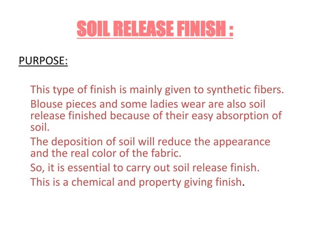 Soil release finish | PPTX