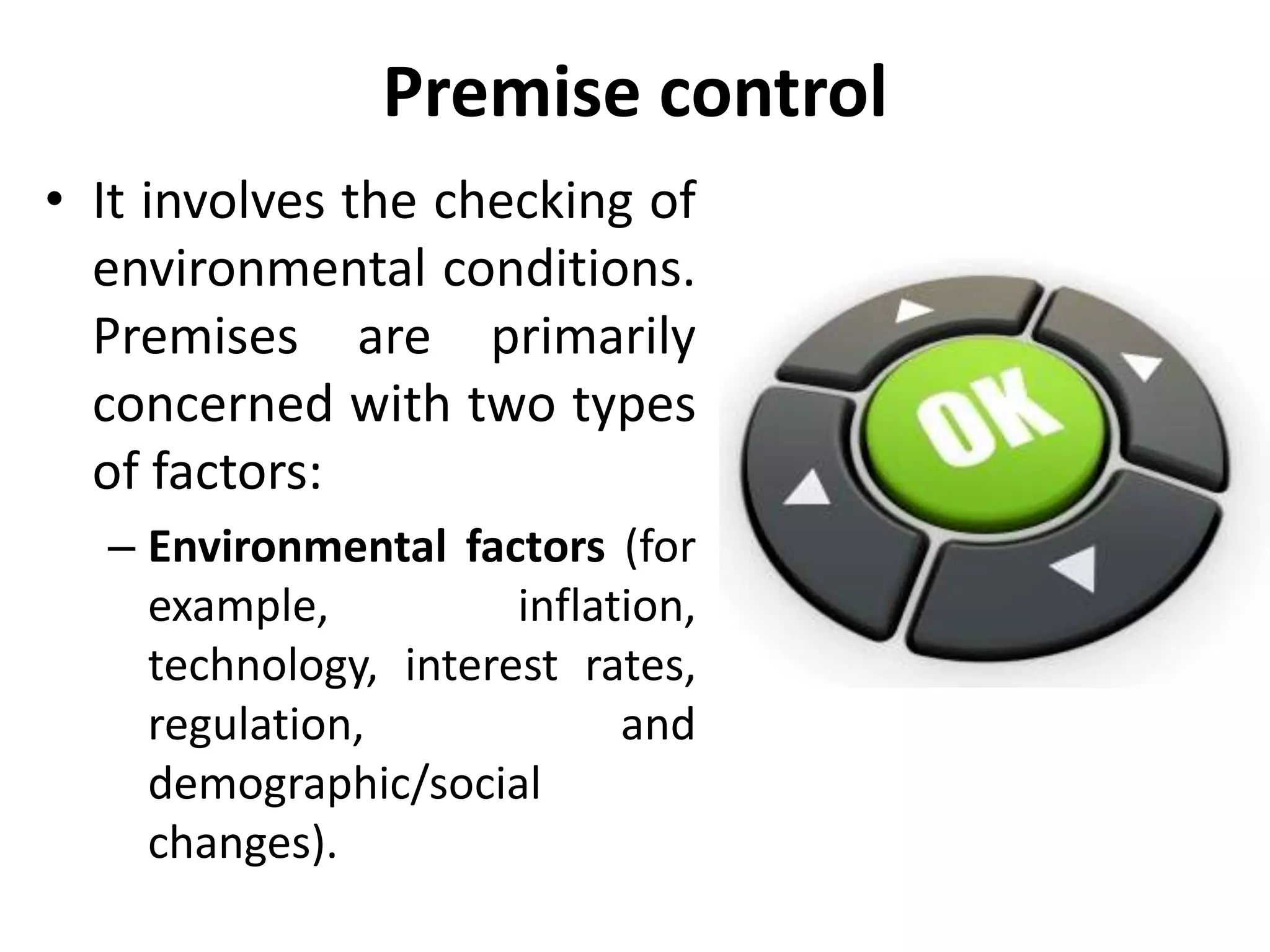 Premise control - strategic control - strategic implementation | PPTX