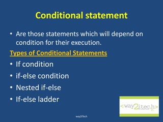 9. statements (conditional statements) | PPT