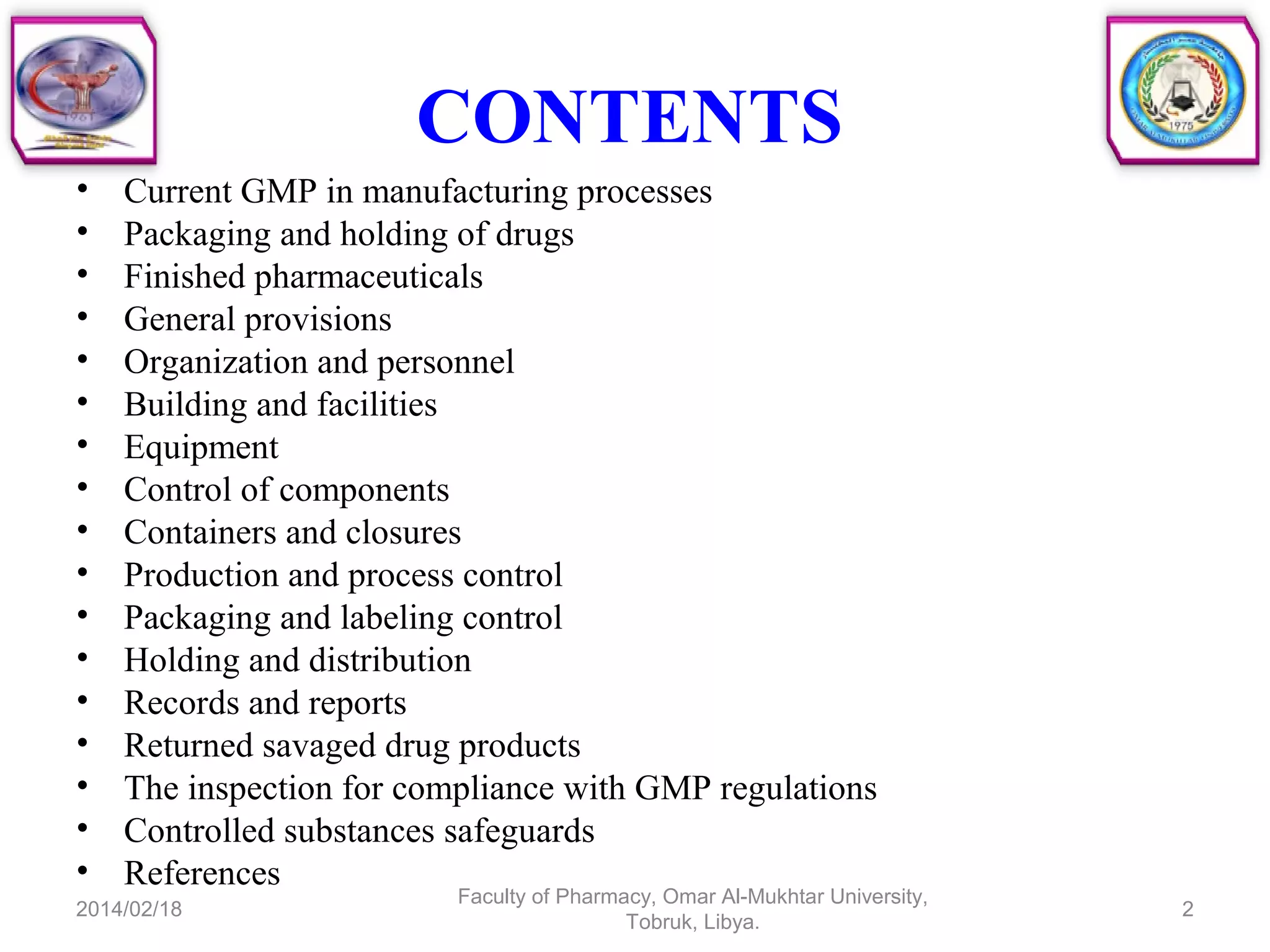 Good Manufacturing Practices for Pharmaceuticals | PPT