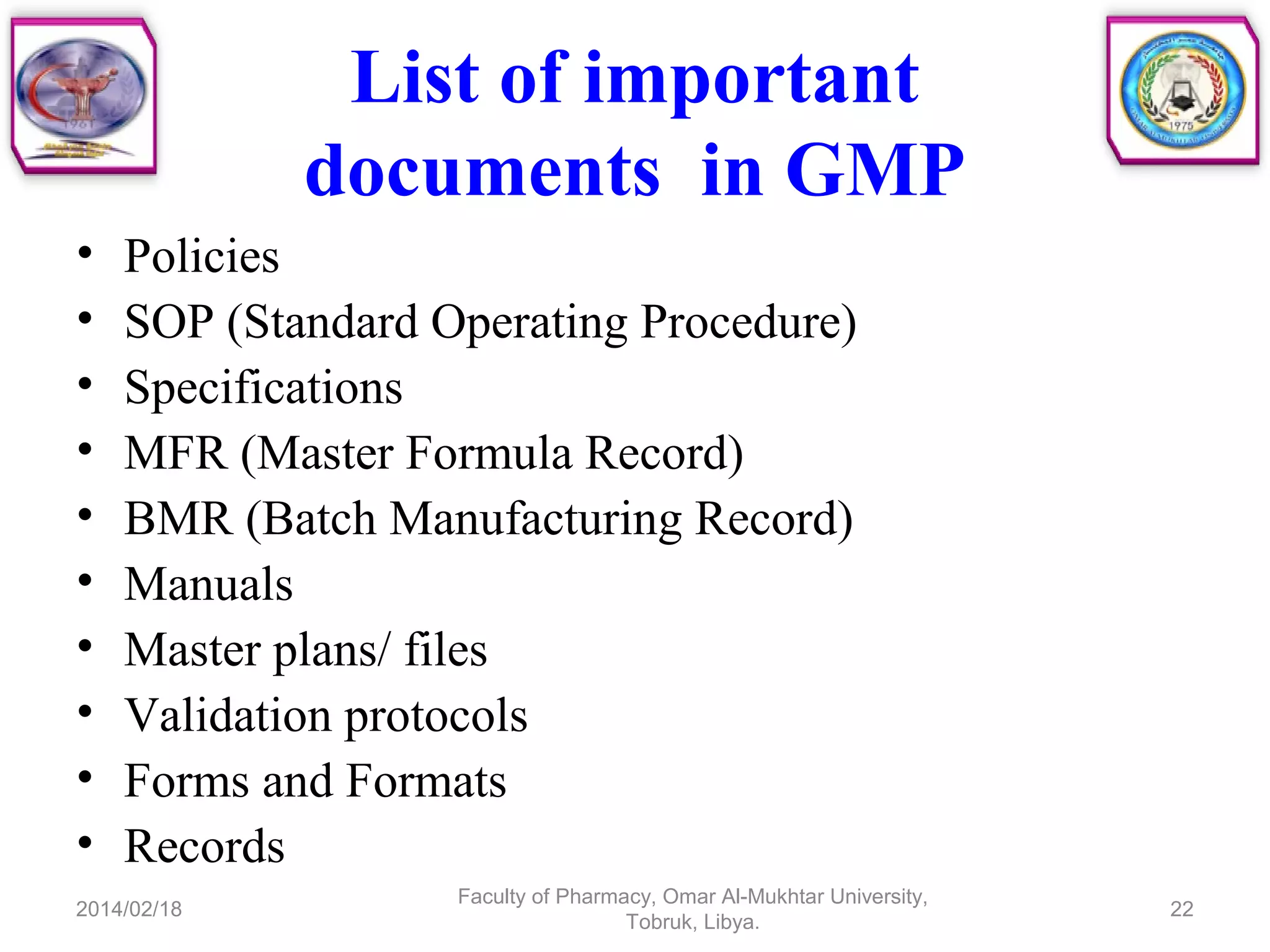 Good Manufacturing Practices for Pharmaceuticals | PPT
