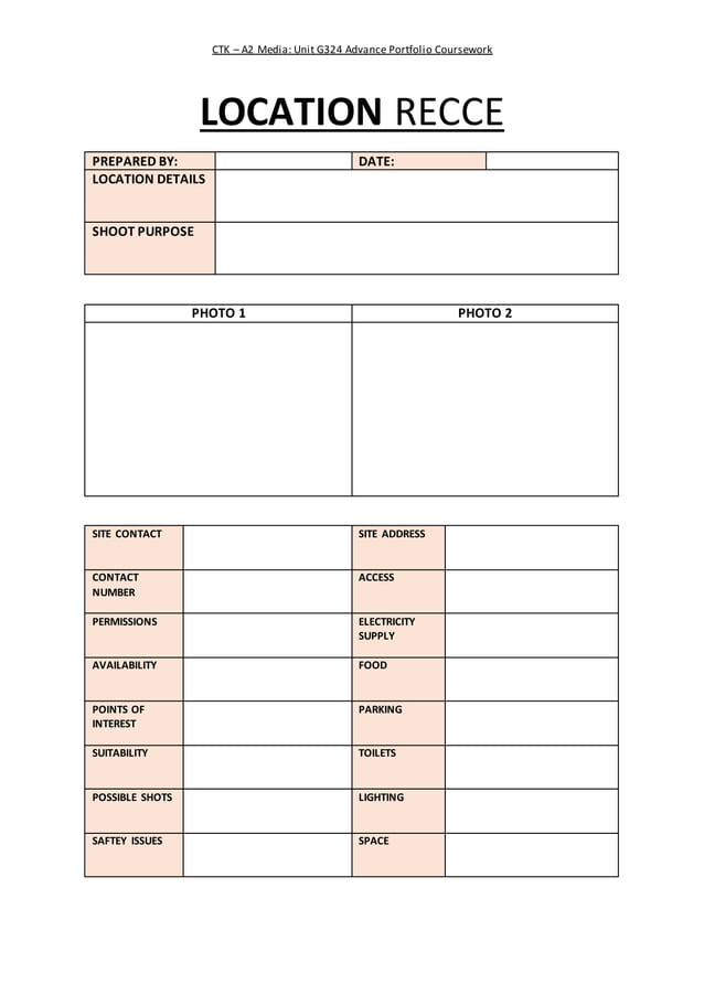 9.location recce template | PDF