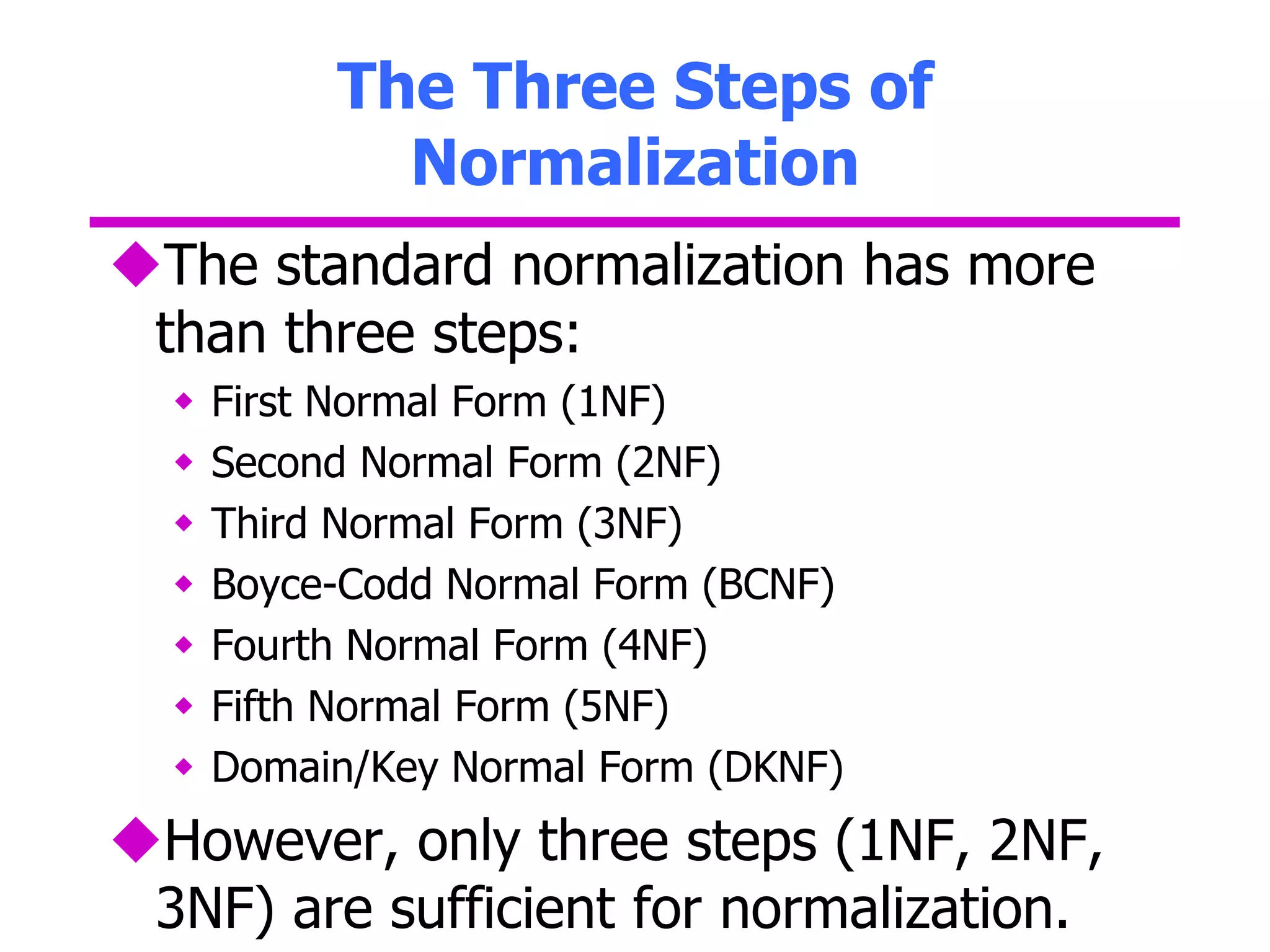 Database Concept - Normalization (1NF, 2NF, 3NF) | PPTX