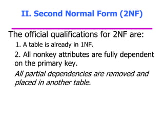 Database Concept - Normalization (1NF, 2NF, 3NF) | PPT