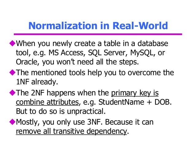 Database Concept Normalization 1nf 2nf 3nf