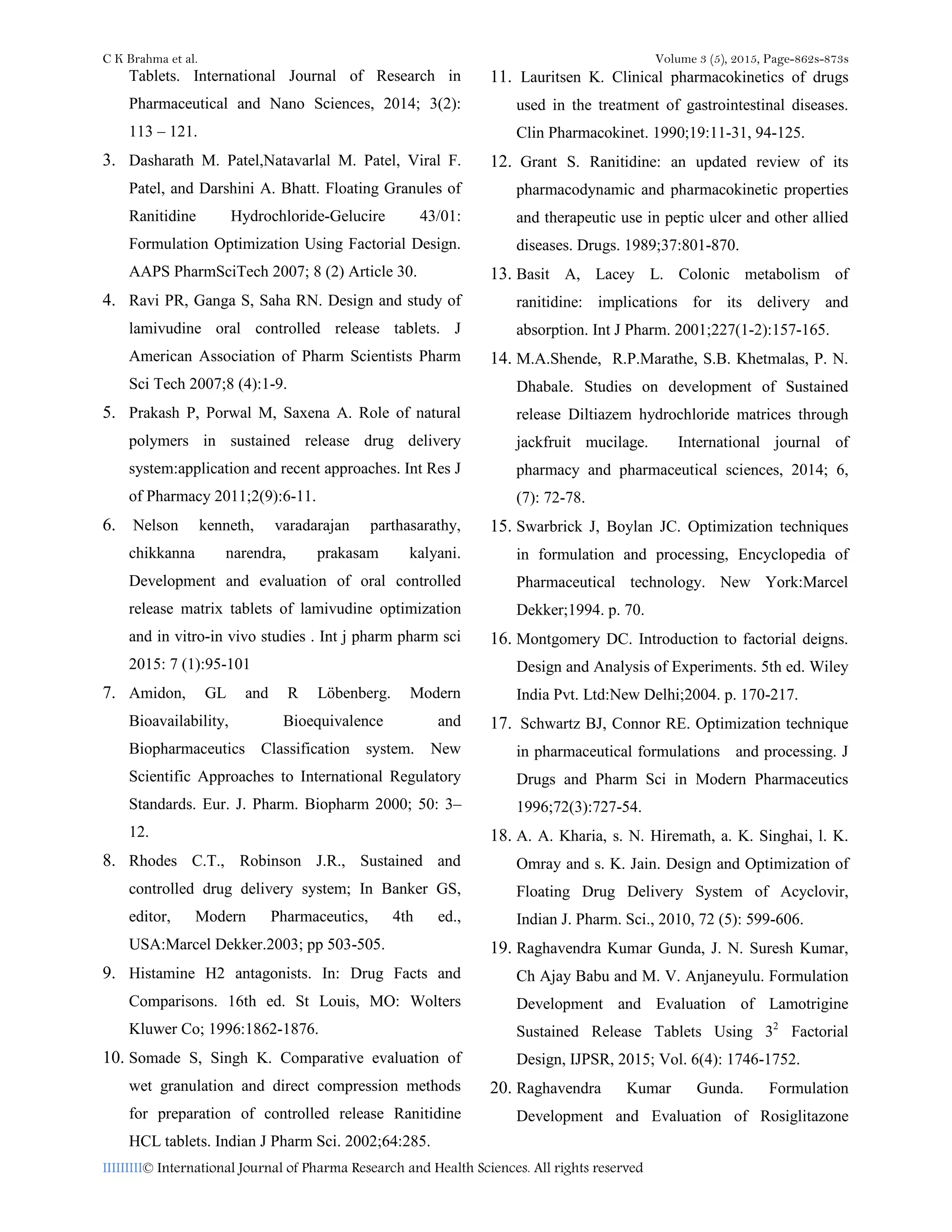 Design Formulation and Evaluation of Ranitidine HCl Gastro Retentive Floating Tablets | PDF