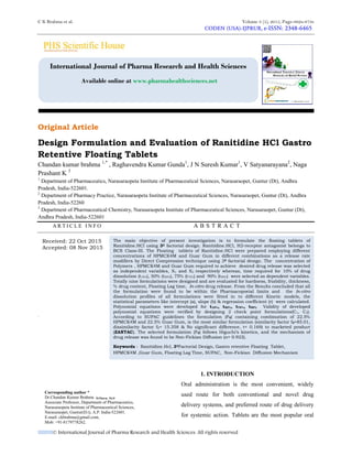Design Formulation and Evaluation of Ranitidine HCl Gastro Retentive Floating Tablets | PDF
