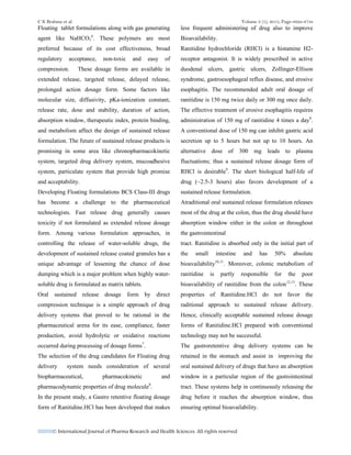 Design Formulation and Evaluation of Ranitidine HCl Gastro Retentive Floating Tablets | PDF