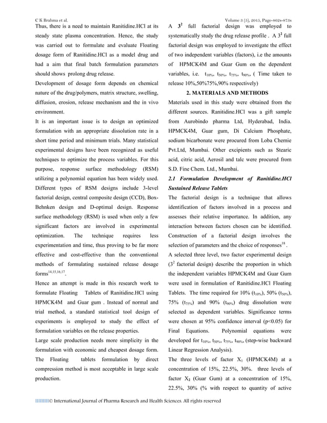 Design Formulation And Evaluation Of Ranitidine Hcl Gastro Retentive Floating Tablets Pdf