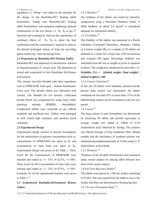 Design Formulation and Evaluation of Ranitidine HCl Gastro Retentive Floating Tablets | PDF