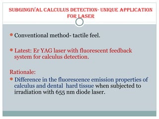 Lasers and its application in periodontics | PPT