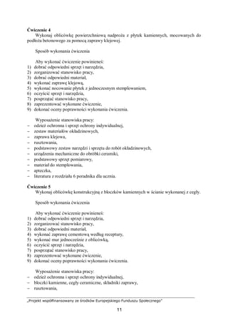 Murarz- Wykonywanie okładzin ściennych z ceramiki i kamienia | PDF