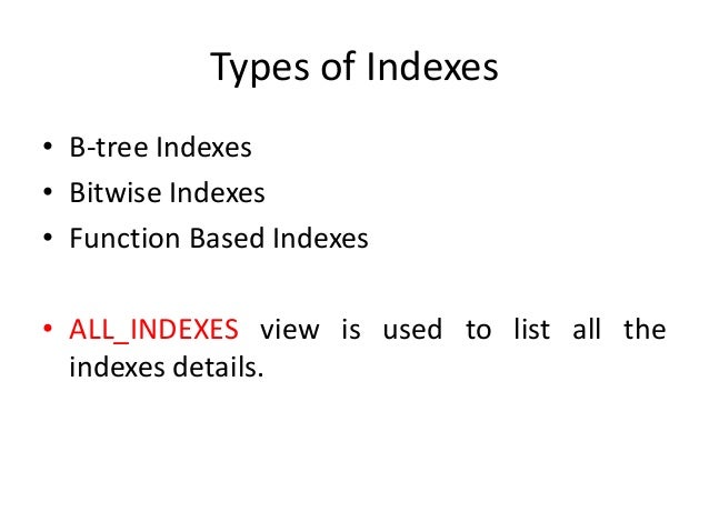 9. index and index organized table