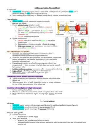 9.1-9.4 Plant Biology (AHL) Notes | PDF