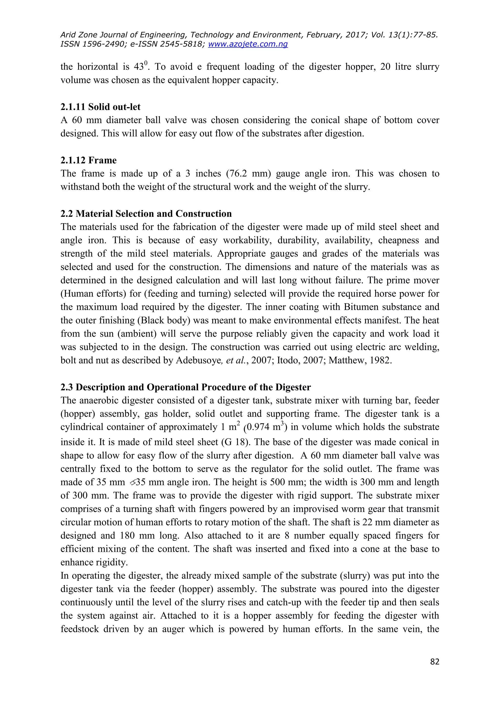 Design and Fabrication of an Anaerobic Digester | PDF