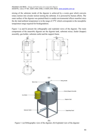 Design and Fabrication of an Anaerobic Digester | PDF