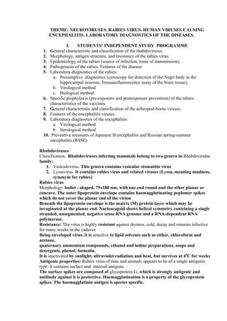 Neuroviruses. Rabies virus. Encephalitis. | PDF