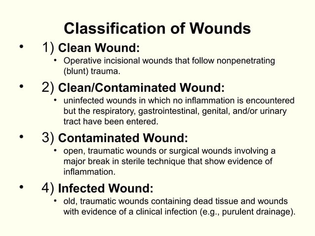 Skin wounds. Classification