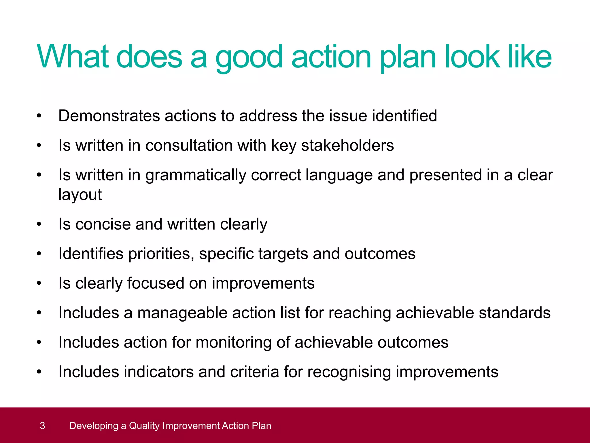 9. Developing a quality improvement action plan | PDF
