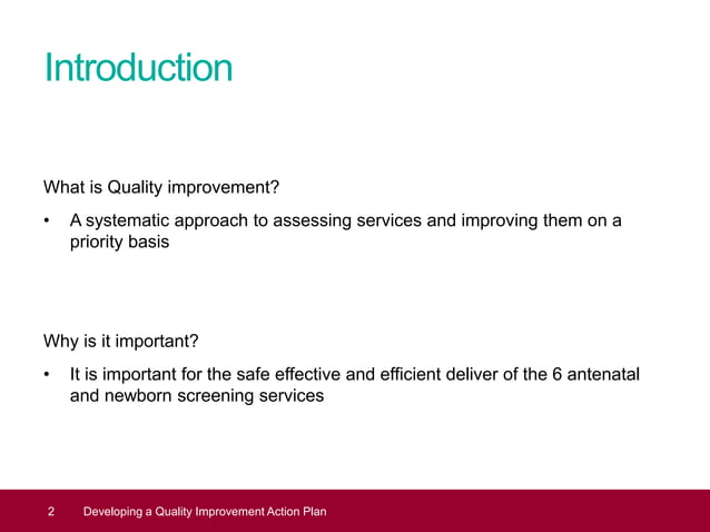 9. Developing a quality improvement action plan | PPT