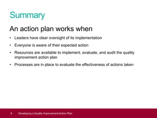 9. Developing a quality improvement action plan | PDF