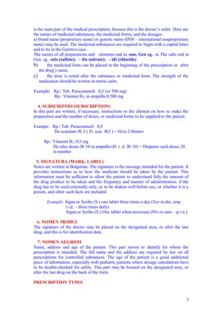 Structure of the Medical Prescription | DOC