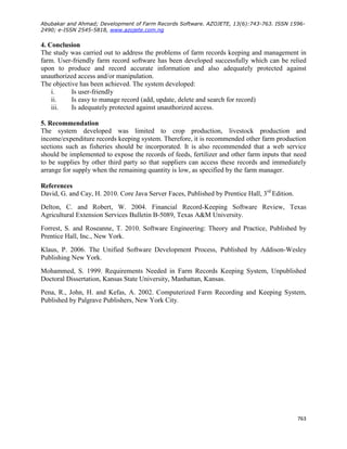Development of Farm Records Software | PDF