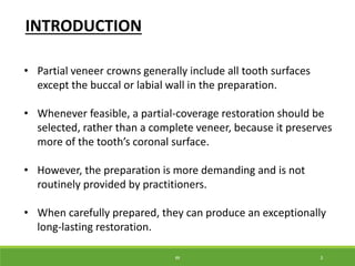 posterior partial veneer crowns - Kelly | PPTX