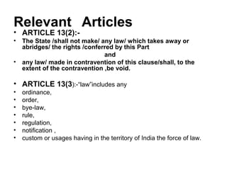 Can Fundamental Rights be amended under aticle 13(4) | PPT