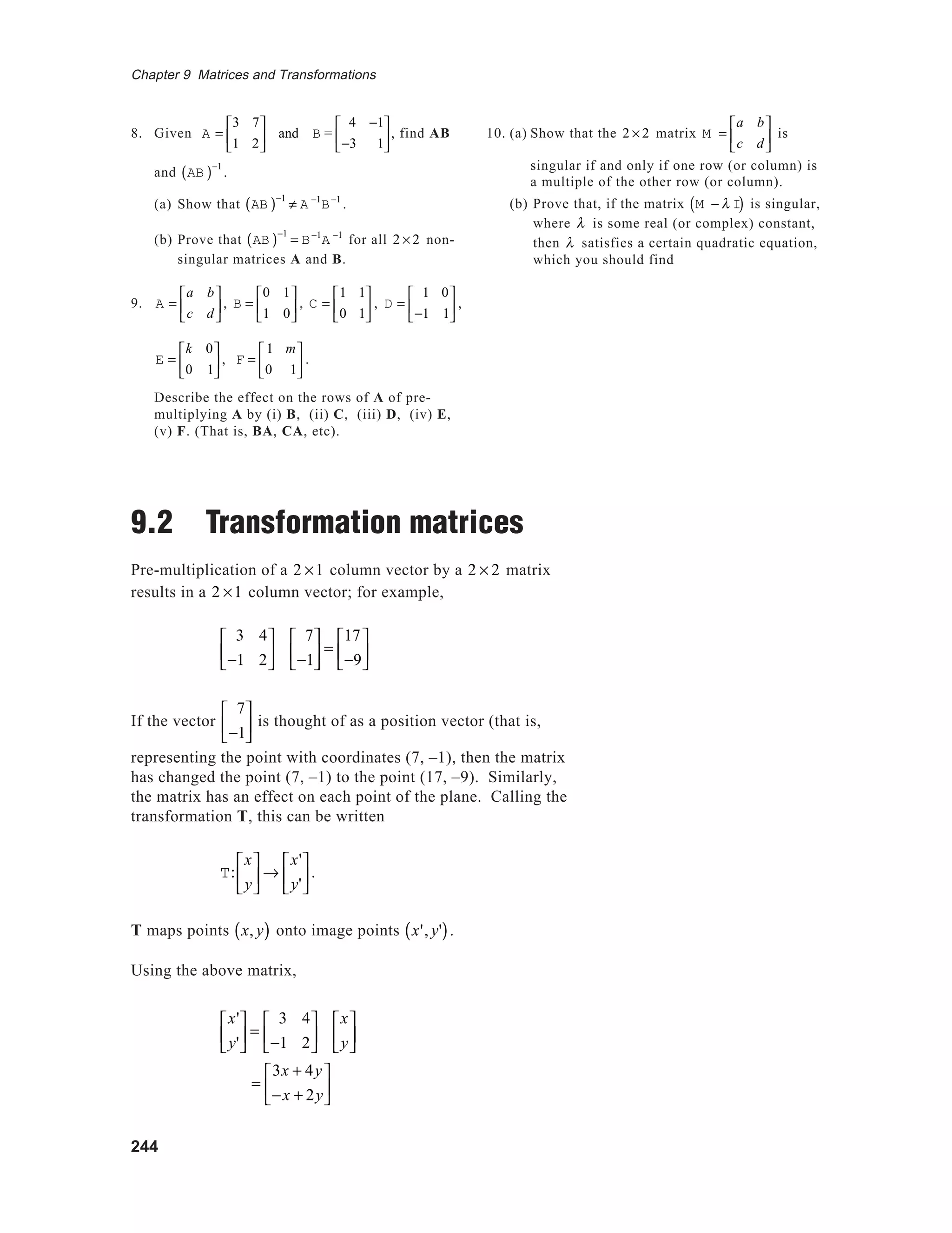 9.matrices and transformation Further Mathematics Zimbabwe Zimsec ...