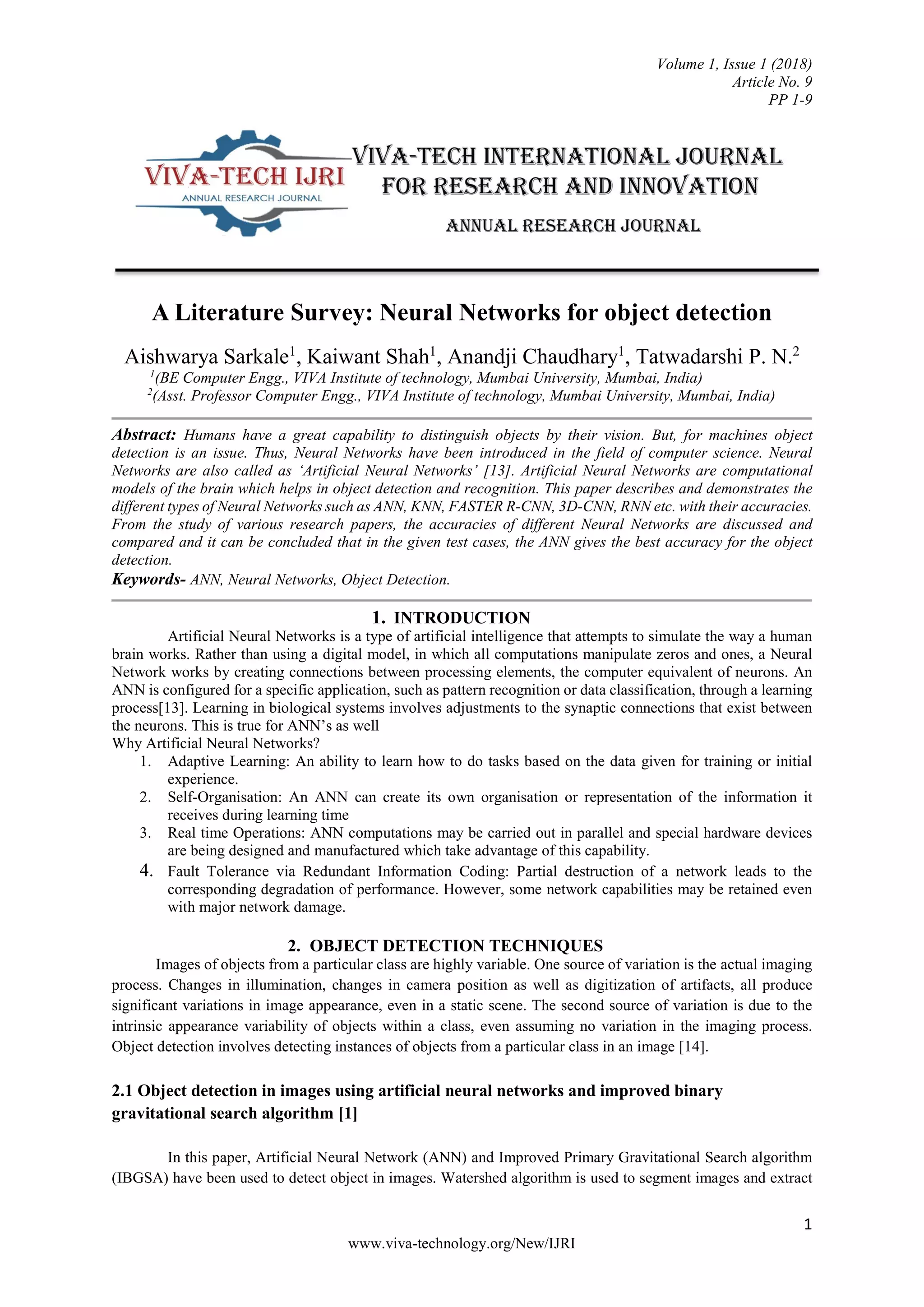 A Literature Survey: Neural Networks for object detection | PDF | Artificial Intelligence ...