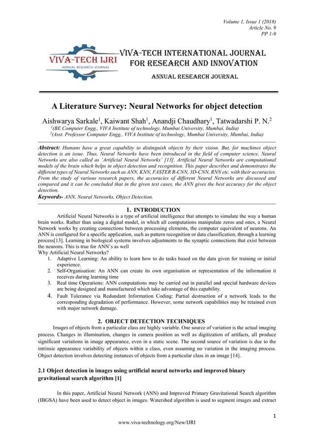 A Literature Survey: Neural Networks for object detection | PDF