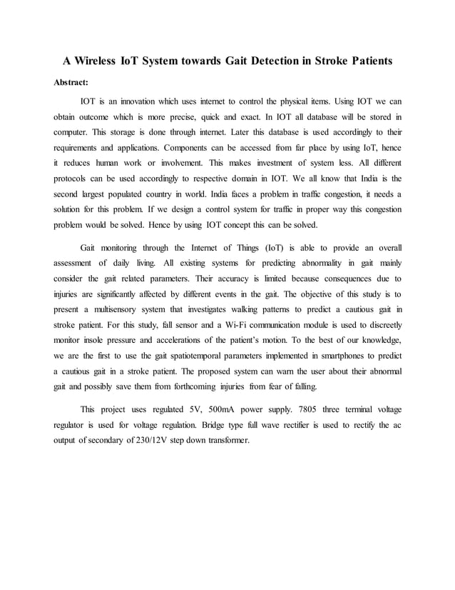a wireless io t system towards gait detection in stroke patients | PDF